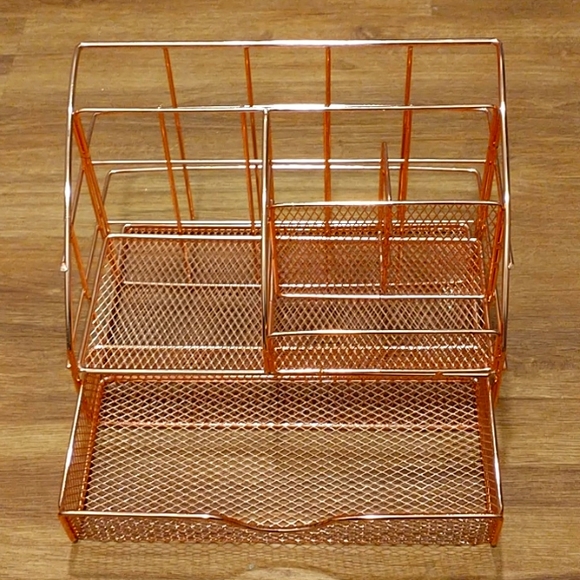 Storage & Organization | Rose Gold Metal Desktop Organizer | Poshmark